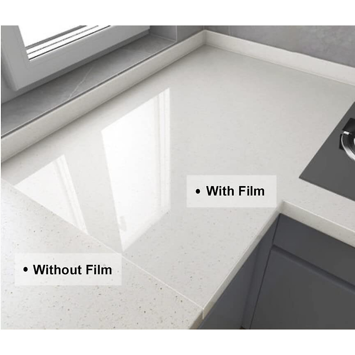 Heroad Brand 17.7'' x 5ft Clear Contact Paper Shelf and Drawer Liner Clear Glossy Self-Adhesive Film Cover Removable Protective Film Clear Contact Paper for Shelves Kitchen Cabinets Clear Shelf Liners