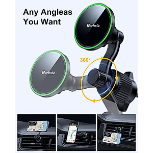 Rorhxia 15W Qi2 Fits MagSafe Car Mount Charger, [Never Blocking Vent, Enjoy The Comfort of The A/C] Magnetic Vent Phone Holder for Car Wireless Charging Fit for iPhone 15/14/13/12 Pro Max Plus