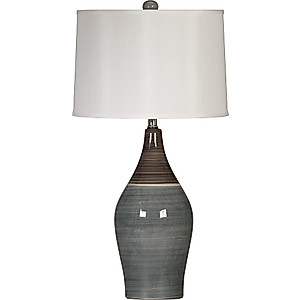 Signature Design by Ashley Niobe Glazed Ceramic Table Lamp, 2 Count, 28", Multicolored & Gray