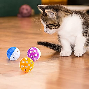 Bekith 120 Pack Plastic Cat Toy Ball with Bell, Kitten Chase Toy Interactive Cat Toys 6 Assorted Color
