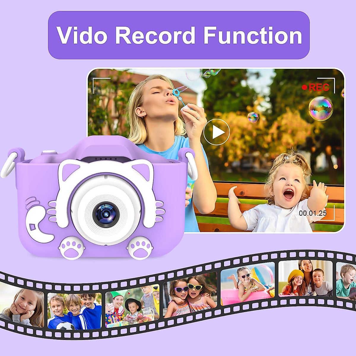 goopow Kids Selfie Camera, Christmas Birthday Gifts for Boys Age 3-9, HD Digital Video Cameras for Toddler, Portable Toy for 3 4 5 6 7 8 Year Old Boy&Girls with 32GB SD Card