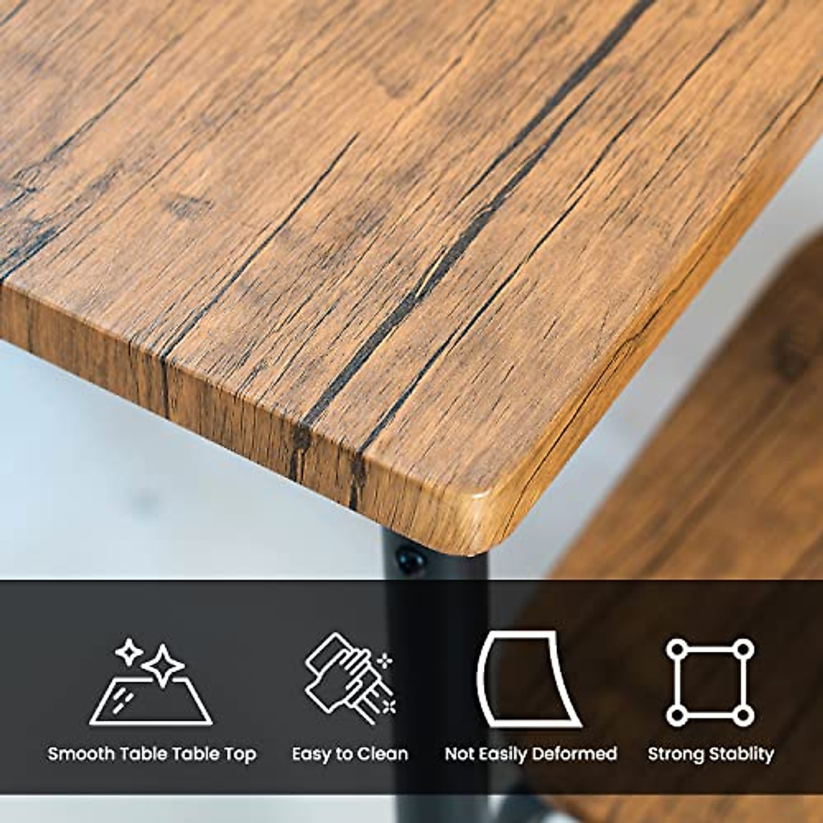 AWQM 43 Inch Dining Table Set for 4,Rectangular Table with 4 Chairs Set,5-Piece Kitchen Table Set for Dining Room,Small Space,Breakfast Nook and Apartment,Indoor Use,Oval Backrest Brown