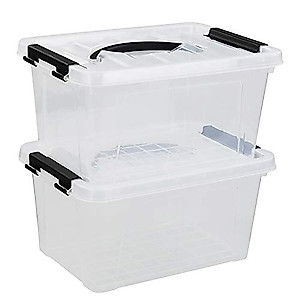 Obstnny 6 Quart Stackable Clear Plastic Storage Bins with Lids, Multi-purpose Organizing Boxes, 2 Packs