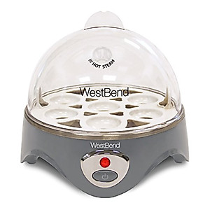 West Bend 87628 Automatic Electric Egg Cooker Hard-or Soft-Cook 7 or 2 Poached or Scrambled, 360 Watts, Gray