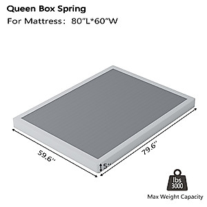 HOBINCHE 5 Inch Queen Size Box Spring for Bed,Heavy Duty Box Spring with Fabric Cover,Noise Free,Easy Assembly,3000LBS Weight Capcity Metal Mattress Foundation,Non-Slip