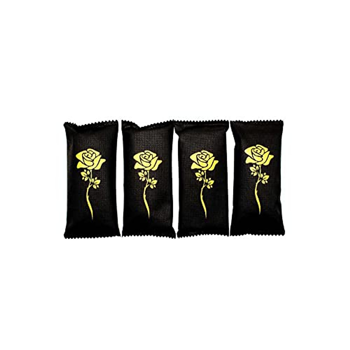 ROSEL- 55g 4pack Black Bamboo Charcoal Air Purifying Bags/ CONVINIENT Sized Purifier/ Dust, Mine and Pollen Absorber/ Eliminates Odor Fragrance Free, No Pump Sprays, Powders, Perfume/Residue, 7x2.7