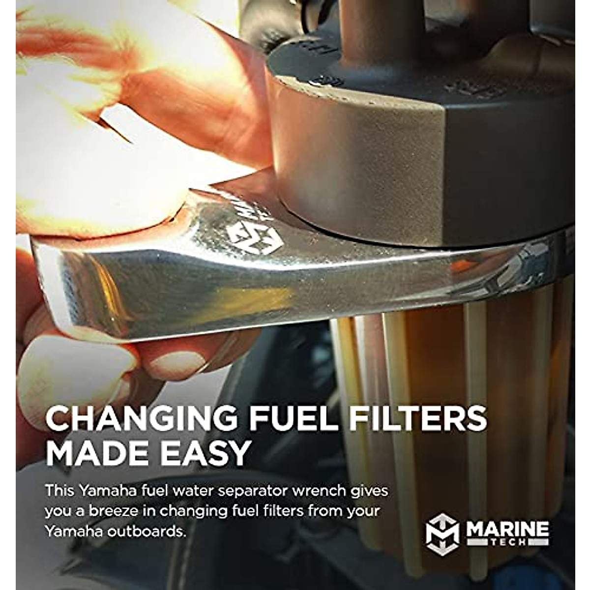 Marine Tech Tools Yamaha Fuel Water Separator Wrench — Safely Remove Fuel Water Separator Filter — Fits on Yamaha 4 Strokes 150 to 350 HP (Serial Number 0406 to Current)