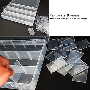 Incontesta Large 18 Grids Clear Plastic Organizer Box with Adjustable Dividers, Plastic Organizer Box Container Perfect for Beads Organizer, Art DIY Crafts, Jewelry, Fishing Tackles