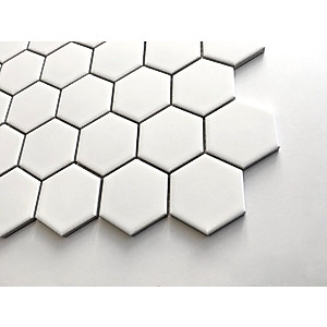 White 2" Hexagon Porcelain Mosaic Floor and Wall Backsplash Kitchen Bath