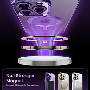 Antlia Magnetic Case for iPhone 14 Pro Max Case, Clear [Camera Protection] [Compatible with MagSafe], Slim Shiny Women Girls Phone Case (6.7"), Purple