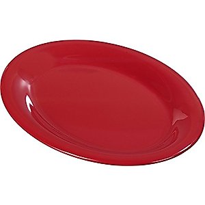Carlisle FoodService Products 3308205 Sierrus Melamine Oval Serving / Dinner Platters, 12" x 9.25", Red (Pack of 12)