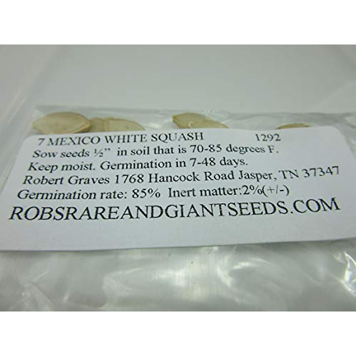 1292-Mexican White Squash (Calabacitas) Seeds by Robsrareandgiantseeds UPC0764425789925 Non-GMO,Organic,USA Grower,Bonsai,Showy,Container,Trellis,Hanging Basket,1292 Package of 7 Seeds