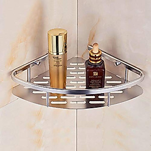 DOITOOL Wall Hanging Decor Shower Corner Caddy Bathroom Wall Mount Triangle Basket Shelf Bathroom Storage Organizer Holder Tray for Cosmetic Makeup Shampoo Single Layer Wall Mount Shelves