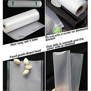 (Ship from US) Food Saver Vacuum Sealed Pockets,Cut to Size Roll,Storage Bags Rolls (2 rolls of 8" x 16.4'+2 rolls of 11" x16.4')