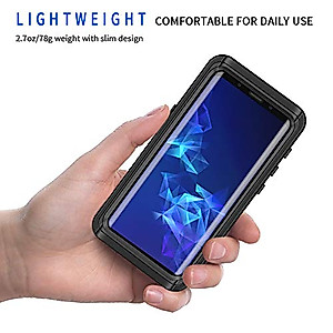 Lanhiem Samsung Galaxy S9+ Plus Case, IP68 Waterproof Dustproof Shockproof Case with Built-in Screen Protector, Full Body Sealed Underwater Protective Clear Cover for Samsung S9 Plus (Black)