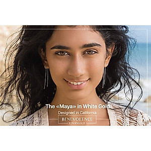 Benevolence LA Threader Earrings for Women | Gold Dangle Long Chain Threaders | Double Piercing Earrings | Pull Through Jewelry Accessories | Valentines Day Gifts Ideas for Her