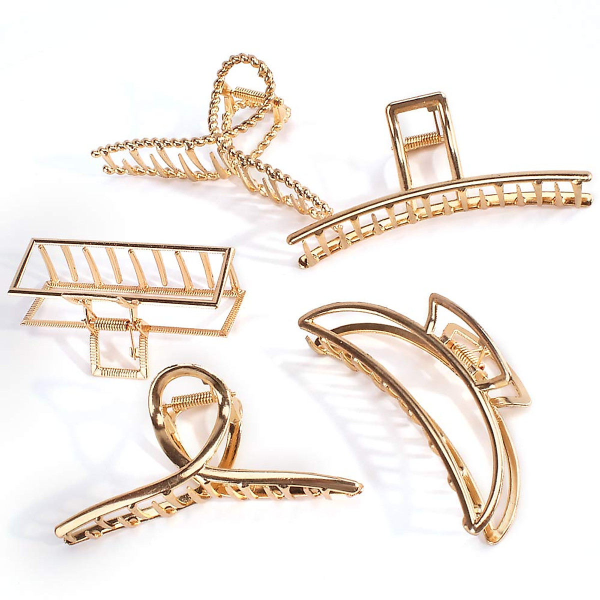 ANBALA Hair Clips, 5pcs Metal Claw Clips for Thick Hair, Large Hair Clips, Butterfly Hair Clips, Hair Accessories for Women Gold