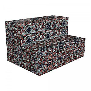 Ambesonne Vintage Foldable Mattress, Ottoman Floral Art, 74.8" x 35.4", Multicolor