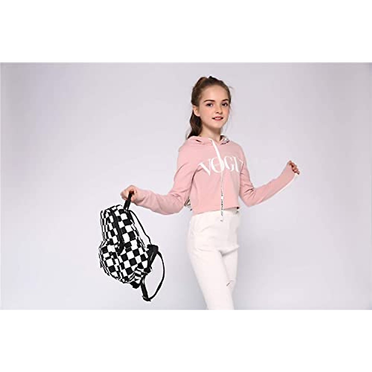 LOOMILOO Durable Small Backpack for Women Polyester Mini Backpack Kids Backpack for Young Girls (lattice)