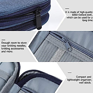 Crochet Portable Pouch Tote Storage Blue Organizer Circular Capacity Knitting Bag and for Oxford Hook Cloth Case Needles Holder Yarn Sewing Empty Hooks Multifunctional Supplies