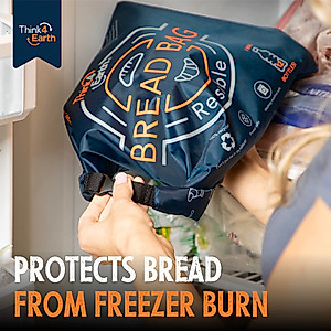 Think4Earth - (2 Pack) Bread Bag - Reusable freezer bread bag for homemade bread maker gift giving - Bread Container for Sourdough Loafs Storage, Large Bread Bags for Homemade Bread with Lining