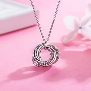 AM ANNIS MUNN 80th Birthday Gifts for Women, 925 Sterling Silver Necklace for Women Eight Circle Necklace for Her 8 Decade 80th Birthday Jewelry for Women Gifts Ideas Gifts