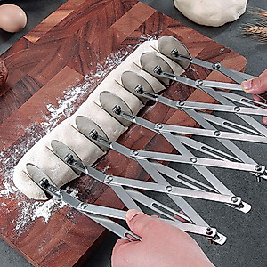 PAMISO 7 Wheel Pastry Cutter, Pasta Cutter, Adjustable Stainless Steel Round Dough Cutter Roller Cookie Pastry