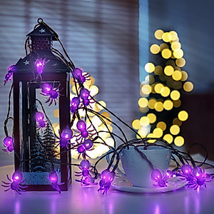 Oopswow Halloween Decor Spider String Lights, Solar String Light,2PACK 20ft 30 LED Outdoor Decorative Lights for Patio, Garden, Gate, Yard, Halloween Christmas Decoration (2Pack,Spider)