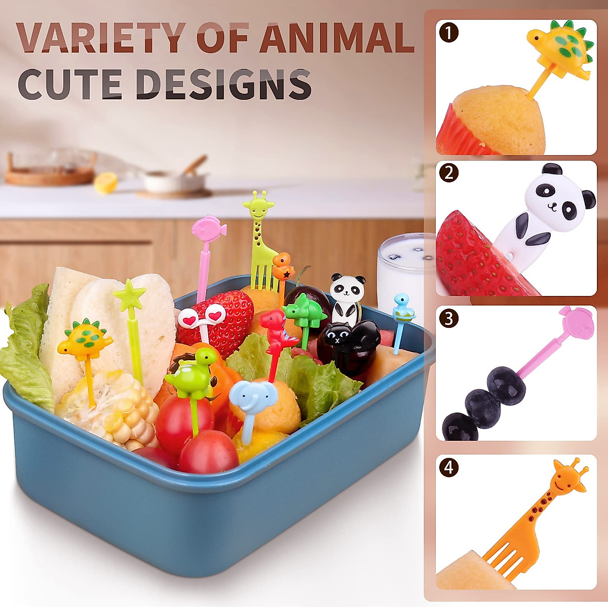 DOUDOULE 160PCS Food Picks for Kids with Storage Box, Kids Lunch Accessories for Bento Box, Animal Kids Food Picks for Picky Eater, Cute Toothpicks for Food Fruit, Fun Toddler Food Picks