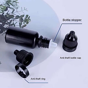 Snadulor 60pcs 5ml empty black plastic squeezable dropper bottle with protective cap,eye drop bottle(Black Cap)