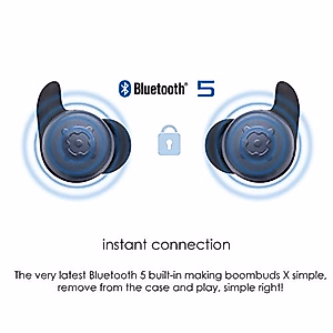 BoomPods Boombuds X True Wireless - Bluetooth Earbuds IPX 6 Water Resistant/Sweatproof Ergofit, Portable Magnetic Charging Case, Best Sports Earphones
