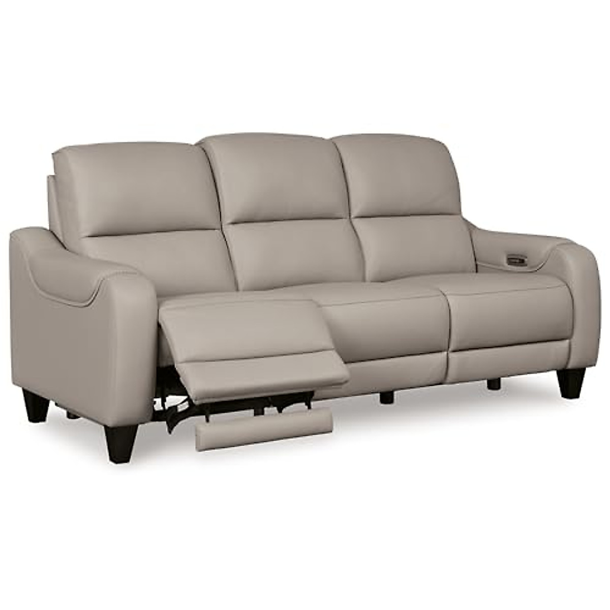 Signature Design by Ashley Mercomatic Casual Leather Match Wall Hugger Power Reclining Sofa with Adjustable Headrest and USB Ports, Light Gray