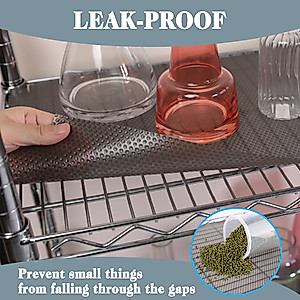 FLPMIX Wire Shelf Liner 16 inch Wide, Standard Size (16 by 197 Inch, Transparent Grey), Waterproof Pantry Shelf Liner, Thick Plastic Kitchen Cabinets Liner for Wire Racks, Heavy Duty Metal Shelves