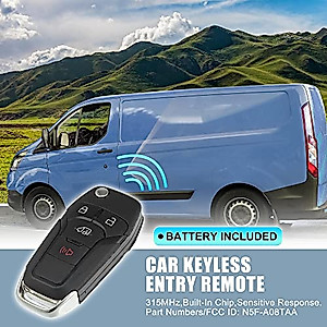 X AUTOHAUX 315MHz N5F-A08TAA Replacement Smart Proximity Keyless Entry Remote Key Fob for Ford Transit 2019-2020 4 Buttons with Door Key 49 Chip