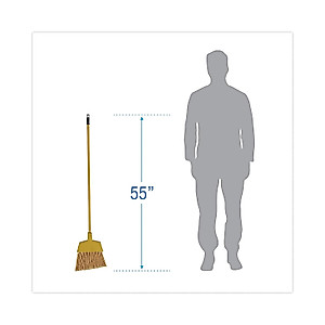 Boardwalk BRMAXIL Corn/Fiber Angled-Head Lobby Brooms, 42-Inch, Yellow, 12/Carton