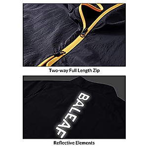 baleaf Men's Cycling Windbreaker Jackets Lightweight Windproof Packable Pockets Reflective Water-resistant UPF40+ All Weather Black M