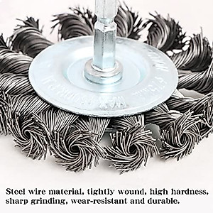 FPPO 3PCS 3 Inch Knotted Wire Wheel Cup Brush and Twist End Brush Set,1/4" Shank for Drill,Perfect for Rust Removal, Corrosion and Paint