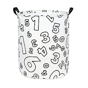 SEVEBDOME Canvas Fabric Storage Baskets with Handle, Foldable, Convenient Home Storage Bin Toy Bins Gift Baskets Bedroom Clothes Children Nursery Hamper (Number)