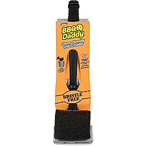 Scrub Daddy BBQ Daddy Grill Brush - Bristle Free Steam Cleaning Scrubber with ArmorTec Steel Mesh - Replaceable Head Cleaning Brush + Scraper for Grill Grates (1 Count)