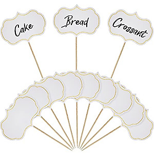 50 Pieces Cheese Markers for Charcuterie Board Buffet Labels Food Tags Blank Toothpick Flags Appetizer Signs Chalkboard Cupcake Toppers Picks for Wedding Birthday Party Decorations (White)