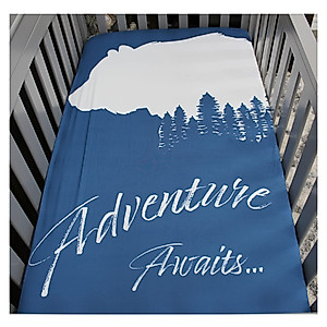 Dear Baby Gear Deluxe Crib Sheet Cotton Polyester Baby Crib Sheets, Soft Machine-Washable Crib Mattress Sheet, Baby Bed Sheets - Black Bear with Pine Trees Print, 52"x28"x10"