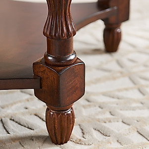 Solid Wood Semi-Circle Sofa Table with Drawer, 45.3" Traditional Living Room Console Table with Open Bottom Shelf 2-Tier Vintage Elliptical Entry Table for Home Office,Cherry Walnut SFZ1533