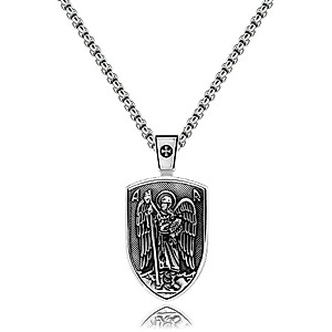 VENICEBEE® Archangel St. Raphael Protect Us Medal Saint Healer Angel Christian Amulet Solid 925 Sterling Silver Pendant Necklace + Velvet Pouch, Polishing Cloth, Fine Gift Box