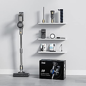 INSE Cordless Vacuum Cleaner, 400W Stick Vacuum with 30Kpa Powerful Suction, 55min Runtime, Smart Induction Auto-Adjustment, Rechargeable Cordless Vacuum for Carpet and Floor Pet Hair, LED Display-S9