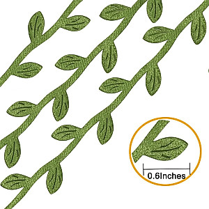 AFOHOME 2PCS 66FT Artificial Vines, Leaf Ribbon,Artificial Eucalyptus Leaf, Green Garland Leaves Foliage Green Leaves Ribbon Wedding Wall Crafts Party Décor