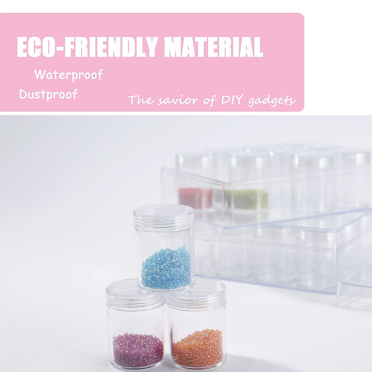 12Grids Transparent Plastic Bead Storage Organizer,6.3x4.8x2.17in Bead Storage Containers w/Lids,Ideal for Jewelry Earring Beads Sewing Pills Bead Organizing, Art and Craft Storage Bottle Jars(2-Pack)