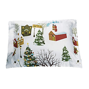 Bits and Pieces - Christmas Village King Duvet Bedding Set - Soft Microfiber Reversible Comforter Cover, Christmas Printed Pattern, Easy-Care with Matching Standard Shams
