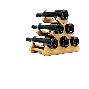 AGGICE Wine Rack, Bamboo Wood Wine Racks Countertop, 6 Bottles Wine Storage Holder Stands for Counter