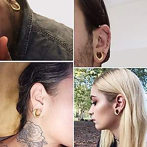 Casvort 2 PCS 8mm (0g) Hypoallergenic 316 Stainless Steel Gold Hot Minimalism Saddle Plugs Ear Gauges Tunnels Piercing Expander Stretchers Fashion Body Jewelry