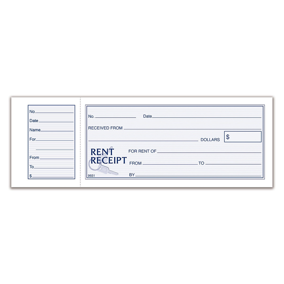 Adams Rent Receipt Book, 1-Part with Tear-Off Stub, 2-3/4 x 7-15/16 Inches, 50 Receipts per Book (9651ABF)